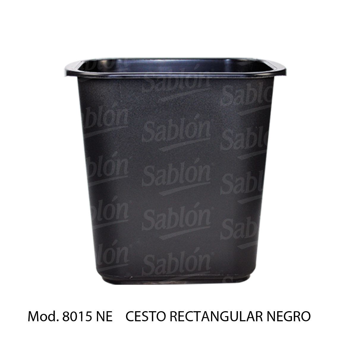 Bote de Basura Rectangular Negro - Mod 8015 NE - Sablon - Sablón